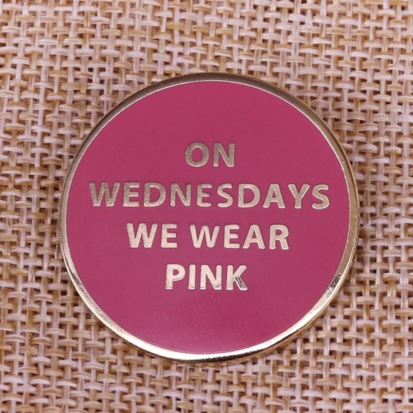Jewelry | Mean Girls Wednesdays We Wear Pink Gold Enamel Pin | Poshmark